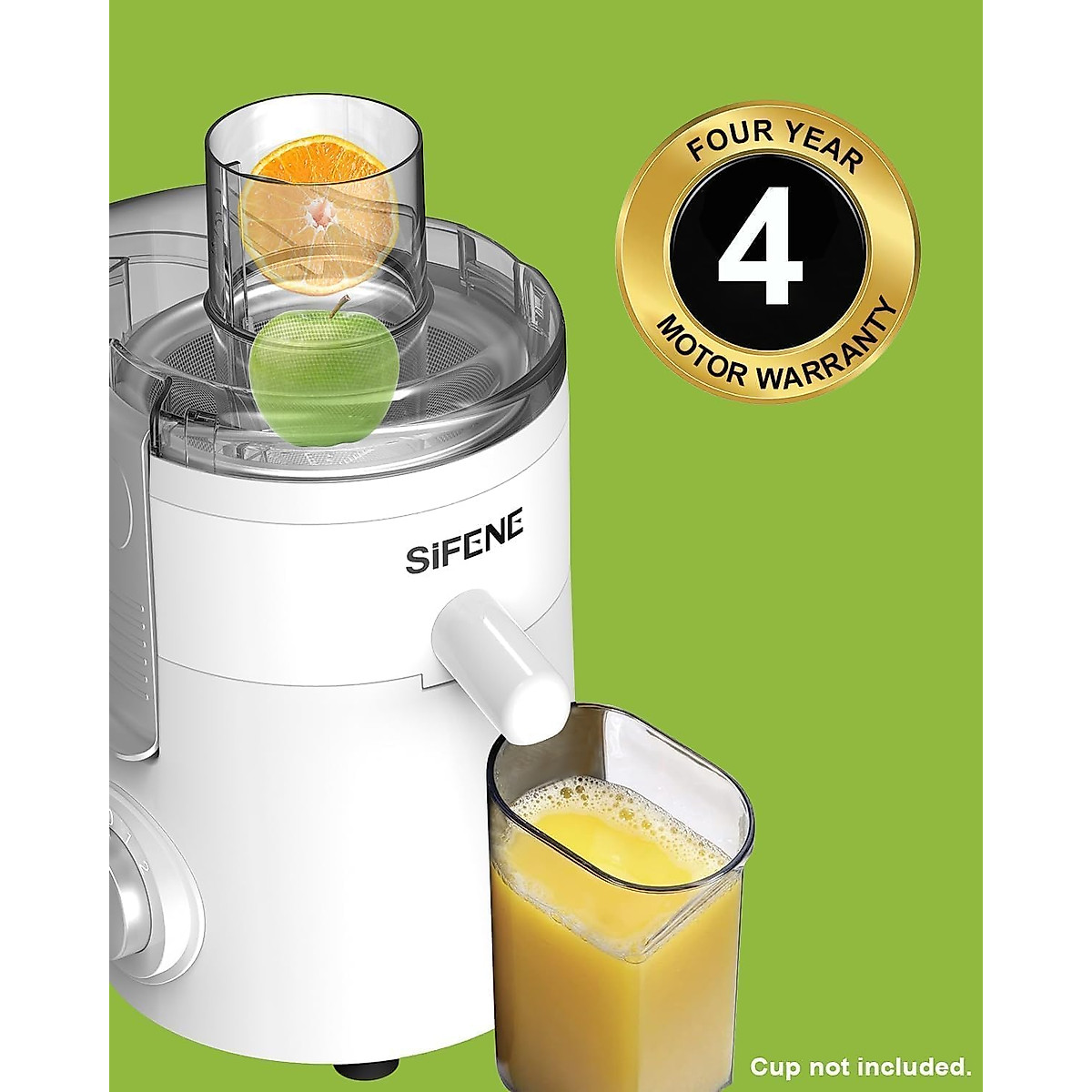 Juicer Machines, SiFENE Compact Centrifugal Juicer Extractor, Juice Maker for Vegetable and Fruit with 3-Speed Setting, Non-BPA, Easy to Clean (White)