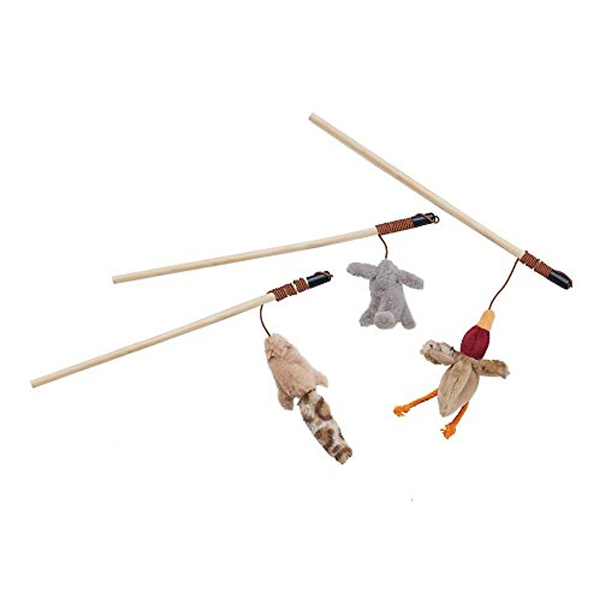 Ethical Pets Bulk Buy (3-Pack) Skinneeez Forest Friends Wand for Cats 12 inch Rabbit, Duck Or Chipmunk 2727