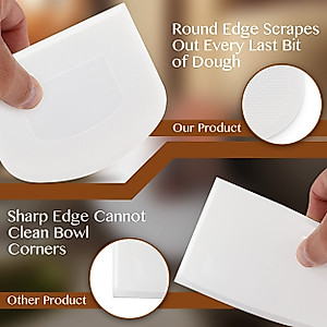 Plastic Bench Scraper for Baking - The Perfect Bowl Scraper, Dish Scraper, Bread Cutter, Dough Cutter, and Dough Scraper - Good Grip Pan Scraper for Kitchen Baking Tools 2 Piece, White - By RamPro