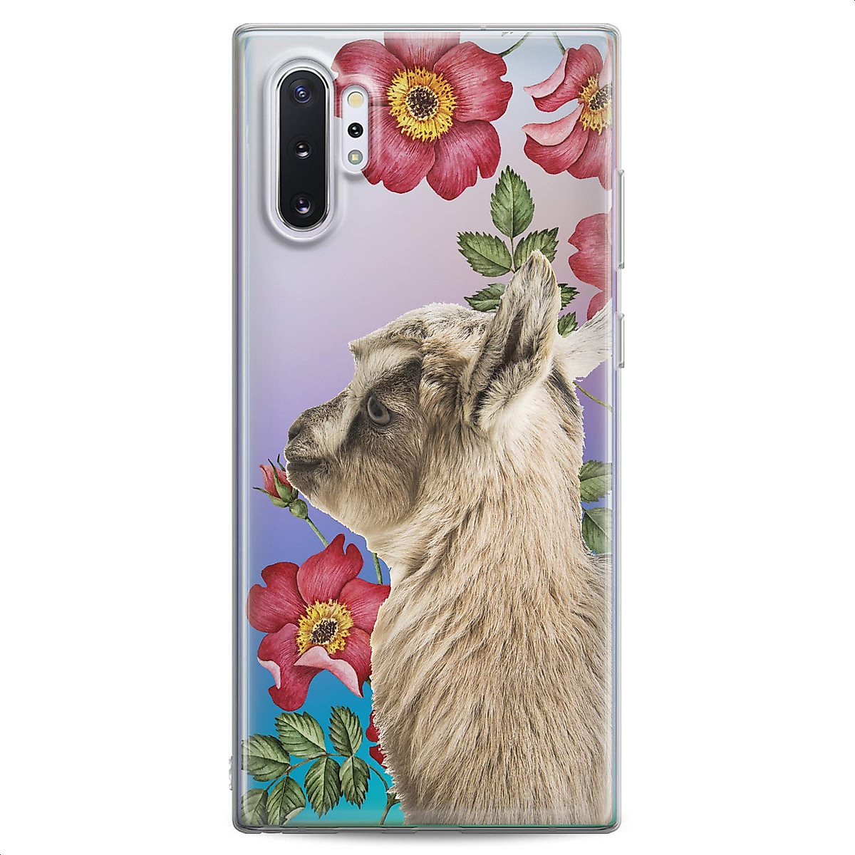 Cavka Case Compatible with Samsung S24 S23 S22 Plus S21 FE Ultra S20+ S10 Note 20 S10e S9 Cute Clear Floral Phone Print Baby Animals Teen Cute Girl Goat Flexible Silicone Slim fit Pet Kawaii Design