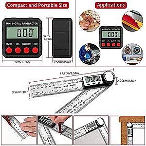 2-in-1 Angle Finder Protractor with Miter Calculator, XUNTOP 0~230° 400mm Digital Torpedo Level Angle Finder Gauge Meter IP54 Protected Electronic Bubble Inclinometer