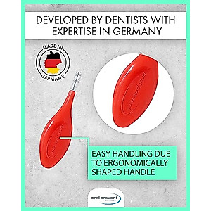 Oral Prevent 24 Pieces interdental Brushes - Tooth Cleaning for The interdental Spaces - Proxy Brushes - Tartar/Caries Prevention (0.60 mm, red)