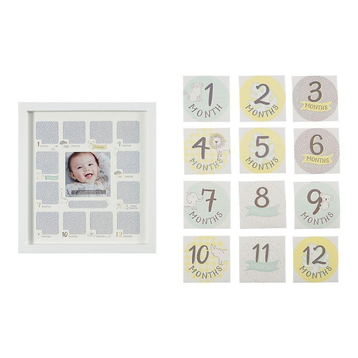Carter's BFP7-23287 Gender Neutral Baby's First Year Picture Frame and Baby Month Stickers, 12'' W x 13.2'' H, 13pcs