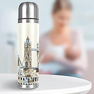 Vintage USA Signs Stainless Steel Water Bottle, Leak-Proof Travel Thermos Mug, Double Walled Vacuum Insulated Flask 17 OZ