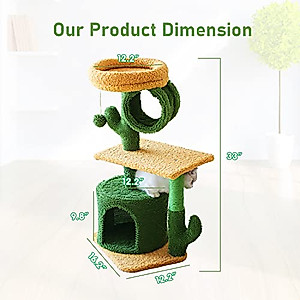 KIYUMI US20L Cat Tree Cat Tower Sisal Scratching Posts Cat Condo Play House Hammock Jump Platform Cat Furniture Activity Center Green