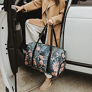 Jadyn B 22" Women's Large Duffel/Weekender Bag with Shoe Pocket, Travel Bag (Navy Floral)