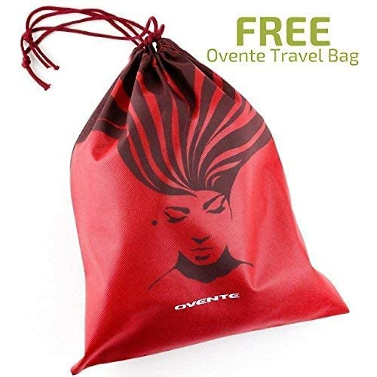 Ovente 1875 Watt Professional Hair Dryer with Diffuser, Ionic & Tourmaline Technology, For Body, Volume & Smoothing, Concentrator Attachment & Travel Bag, Lightweight for Home Use, Black & Red X3400BR