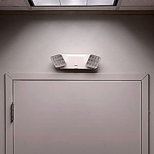 Global Industrial 2 Head Square LED Emergency Unit w/Adjustable Optics and Ni-Cad Battery Backup
