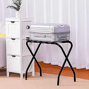 Heybly Luggage Rack,Steel Folding Suitcase Stand for Guest Room Bedroom Hotel,Black,HLR001B1