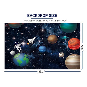 Allenjoy Outer Space Rocket Astronaut Backdrop for Baby Boy Kids Universe Planet Galaxy Birthday Party Cake Table Decoration Banner Vinyl Photoshoot Background Photo Booth Props