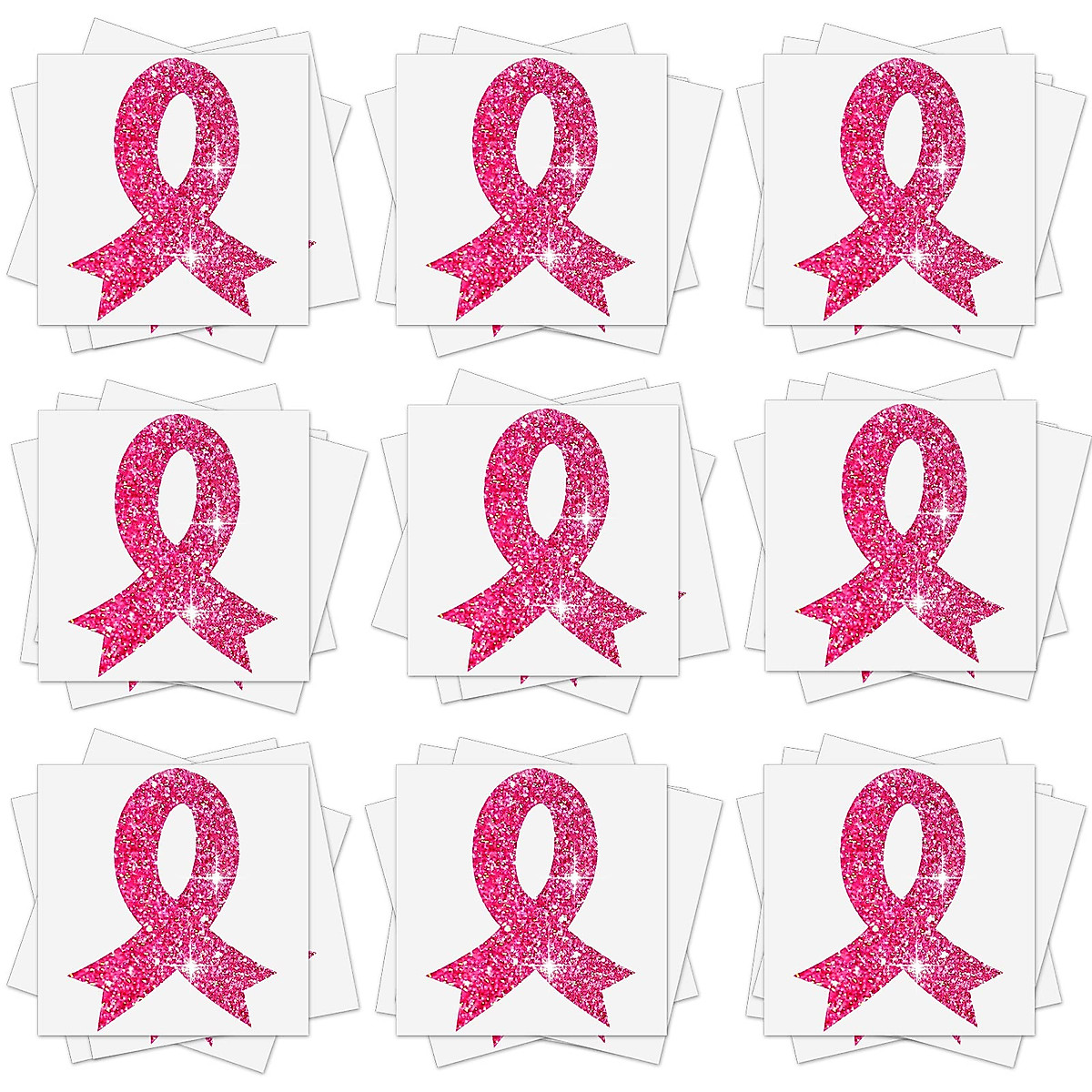 Jutom Breast Cancer Awareness Temporary Tattoos, 20 Sheets, Dark Pink, Waterproof, Sufficient Quantities