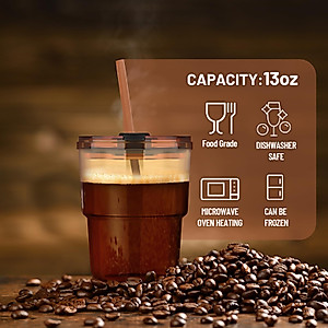 Luxfuel 13oz Tumbler Water Glass with Straw and Lid, 2 Pack Glass Coffee Cups gifts, Sealed Carry-On Glass Water Cup,Iced Tea, for Travel,Home, Office, Party, Camping and Outdoor (Iridescent Shimmer)