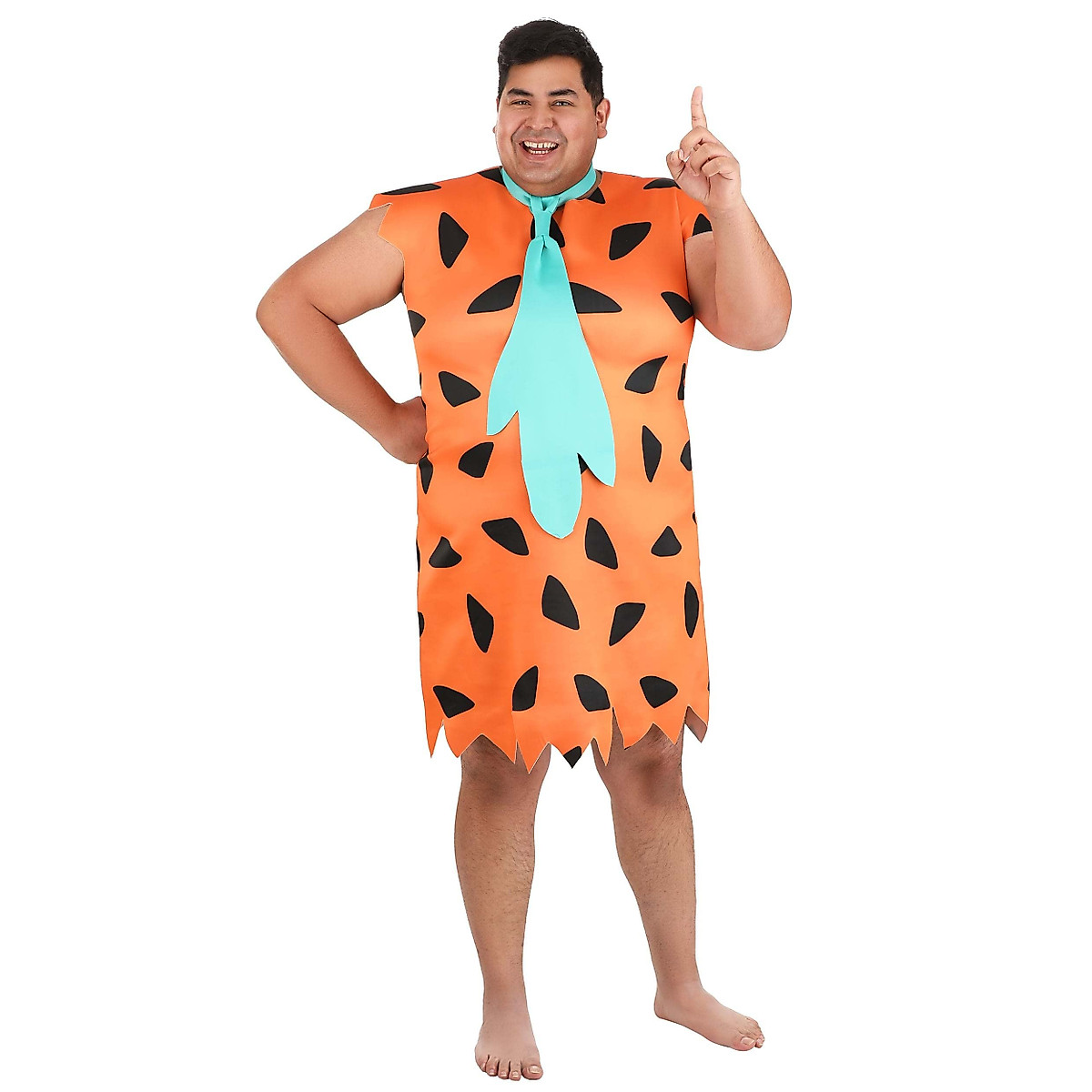 Fun Costumes Adult Plus Size Flintstones Fred Flintstone Costume | Men's Caveman Fred Flintstone Character Cosplay Outfit - 4X, Orange
