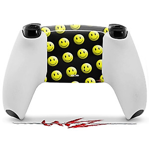WraptorSkinz Skin Wrap compatible with Sony PS5 DualSense Controller Smileys on Black (CONTROLLER NOT INCLUDED)