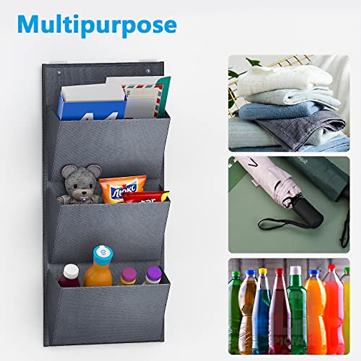 Yocice Wall Mounted Hanging Organizer 2Pack,Shoes Rack/Can Store 6Pairs of Plus-Size Sneakers,Also Stores Boots.with Sticky Hanging Mounts, Shoes Holder ,Door Shoe Hangers (SM08-Gray-2)