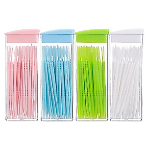 Healifty 200pcs Plastic Toothpicks Double-Ended Toothpicks Brush Teeth Sticks Teeth Cleaning Tool Portable Oral Care Tooth Picks