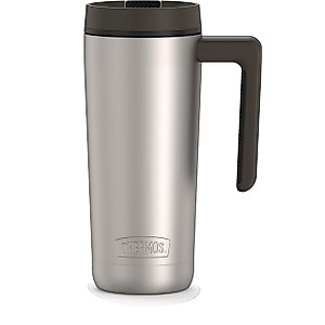 ALTA SERIES BY THERMOS Stainless Steel Mug 18 Ounce, Matte Steel/Espresso Black
