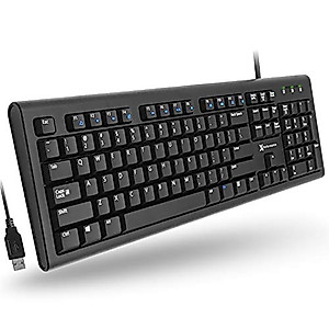X9 Performance Wired Keyboard - USB Computer Keyboard Wired, Coated with Silver Zinc Zeolite - USB Keyboard for Laptop with 5FT Cable - Wired Computer Keyboard for PC | Chromebook - Perfect for Office