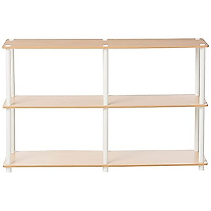 Furinno 99130BE/WH 3-Tier Double Size Storage Display Rack, Beech/White