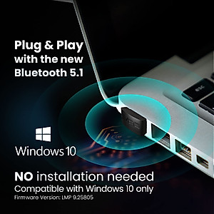 EVEO Bluetooth Adapter for PC - Plug & Play 5.1 USB Bluetooth Adapter for PC for Windows 11/10 | Bluetooth Dongle for PC for Keyboard/Mouse/Headphone/Speaker/Printer - Nano Design Bluetooth PC Adapter