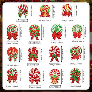 15 Pieces Christmas Diamond Painting Keychain Diamond Painting Ornaments 5D DIY Diamond Painting Keychain Hot Cocoa Christmas Diamond Art Ornaments for Kids Christmas DIY Crafts (Candy)