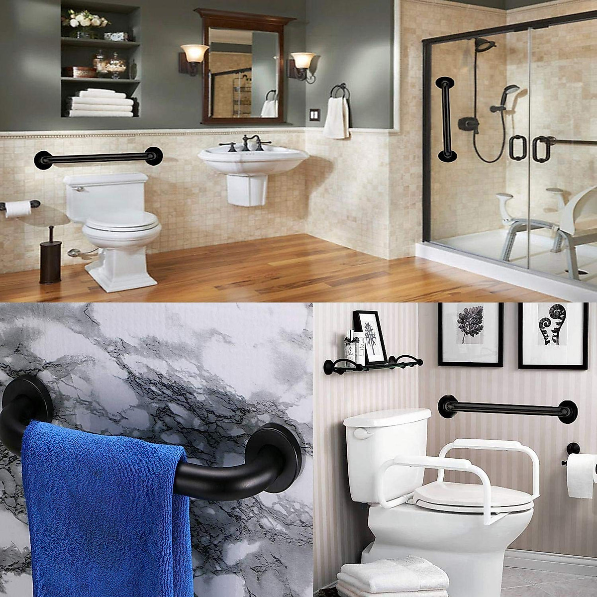 2 Pack 12 Inch Oil Rubbed Black Shower Grab Bar, iMomwee Stainless Steel Elderly Safety Bars, Bathroom Shower Balance Bar, Hand Rail Support, Handicap Senior Disabled Assist Bath Handle (1" Diameter)