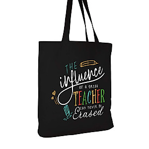 ELEGANTPARK Funny Teacher Gifts for Women Teacher Appreciation Gifts from Students Birthday Graduation Valentines Day Christmas Gifts for Teacher Tote Bag Black Cotton Canvas with Interior Pocket