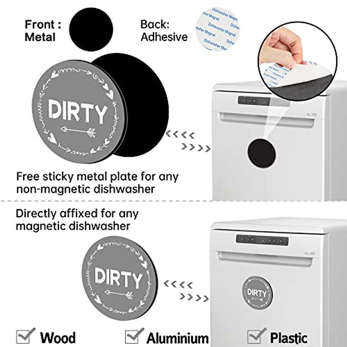 Dirty Clean Dishwasher Magnet,Dishwasher Magnet Clean Dirty Sign Magnet for Dishwasher Dish Bin That Says Clean or Dirty Dish Washer Refrigerator for Kitchen Organization and Storage Necessities