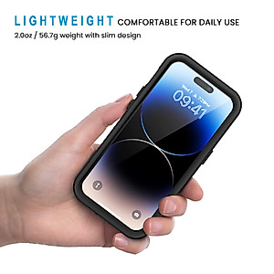 Lanhiem for iPhone 14 Pro Max Case, IP68 Waterproof Dustproof Case with Built-in Screen Protector, Rugged Full Body Shockproof Phone Case for iPhone 14 Pro Max 6.7 inch, Black