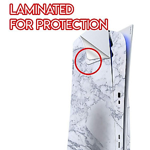 ITS A Skin Skins Compatible with Sony Playstation 5 Console Disc Edition - Protective Decal Overlay Stickers wrap Cover - Grey White Standard Marble