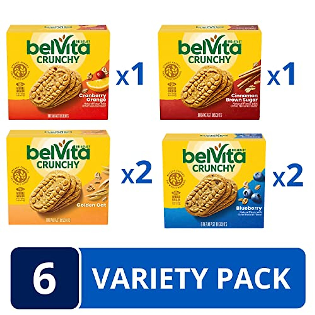 belVita Breakfast Biscuits Variety Pack, 4 Flavors, 6 Boxes of 5 Packs (30 Total Packs)