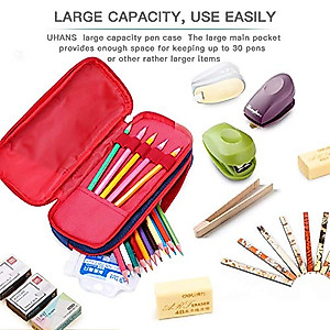 Large Capacity Pencil Case,Uhans Pencil Pouch with Double Zipper and 100% Polyester Sturdy Material,Pencil Box for Kids Can Be Multi Used in School and Office Makeup Bag