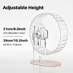 Bucatstate Hamster Exercise Wheel Super-Silent with Adjustable Base Dual-Bearing Cage Accessories Quiet Spinning Running Wheel for Dwarf Syrian Hamster Gerbils and Other Small Animals