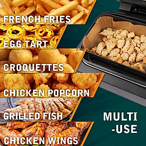 Aieve Air Fryer Liners Disposable, 100Pcs Non-Stick Parchment Paper Sheets Accessories for Ninja Air Fryer XL