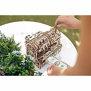 UGEARS 3D Puzzles Wooden Box - DIY Cash Register with Money Box - Exclusive Wooden Model Kits for Adults to Build - Vintage Wooden Mechanical Models - Self Assembly Woodcraft Construction Kits