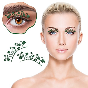 7 Pairs Green Eyelashes for Women St. Patrick's Day Eyelashes Green Fake Eyelashes Shamrock Clover Eyelashes Green Lashes Shamrock 3D Clover Leaves Leprechauns Eyelashes for St. Patrick's Day