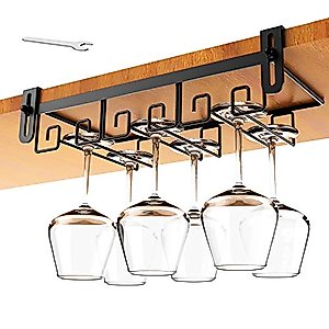 Under Cabinet Wine Glass Rack Black, Wine Glass Holder Under Shelf, Wine Glass Racks Under Cabinet Wine Glass Hanger, Under Shelf Wine Glasses Holder Under Cabinet, Stemware Rack Under Cabinet Cmecial