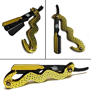 GOLD Straight Edge Razor - Barber Shaving Blade - Folding knife Barber Shaving Razor - Professional and Personal Use Shaving Razor