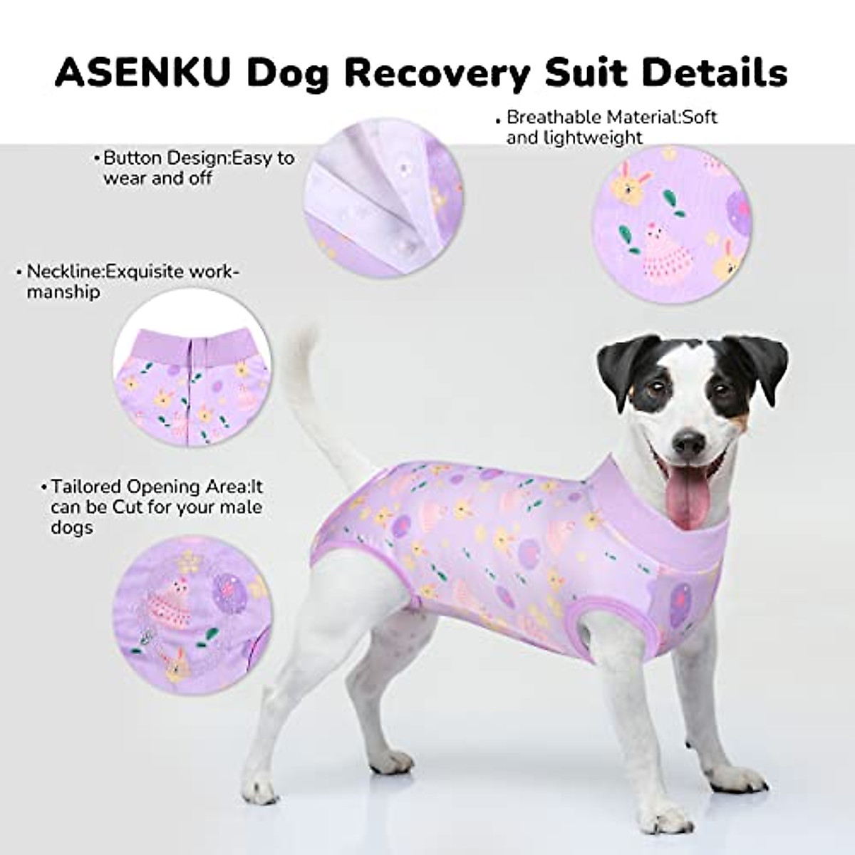 ASENKU Easter's Day Dog Onesie Pet Pajamas, Dogs Recovery Suit for Dogs Cats After Surgery, Dog Pajamas Outfit Bodysuit for Small Medium Large Dog Cat Costume (Easter's Day, XL)