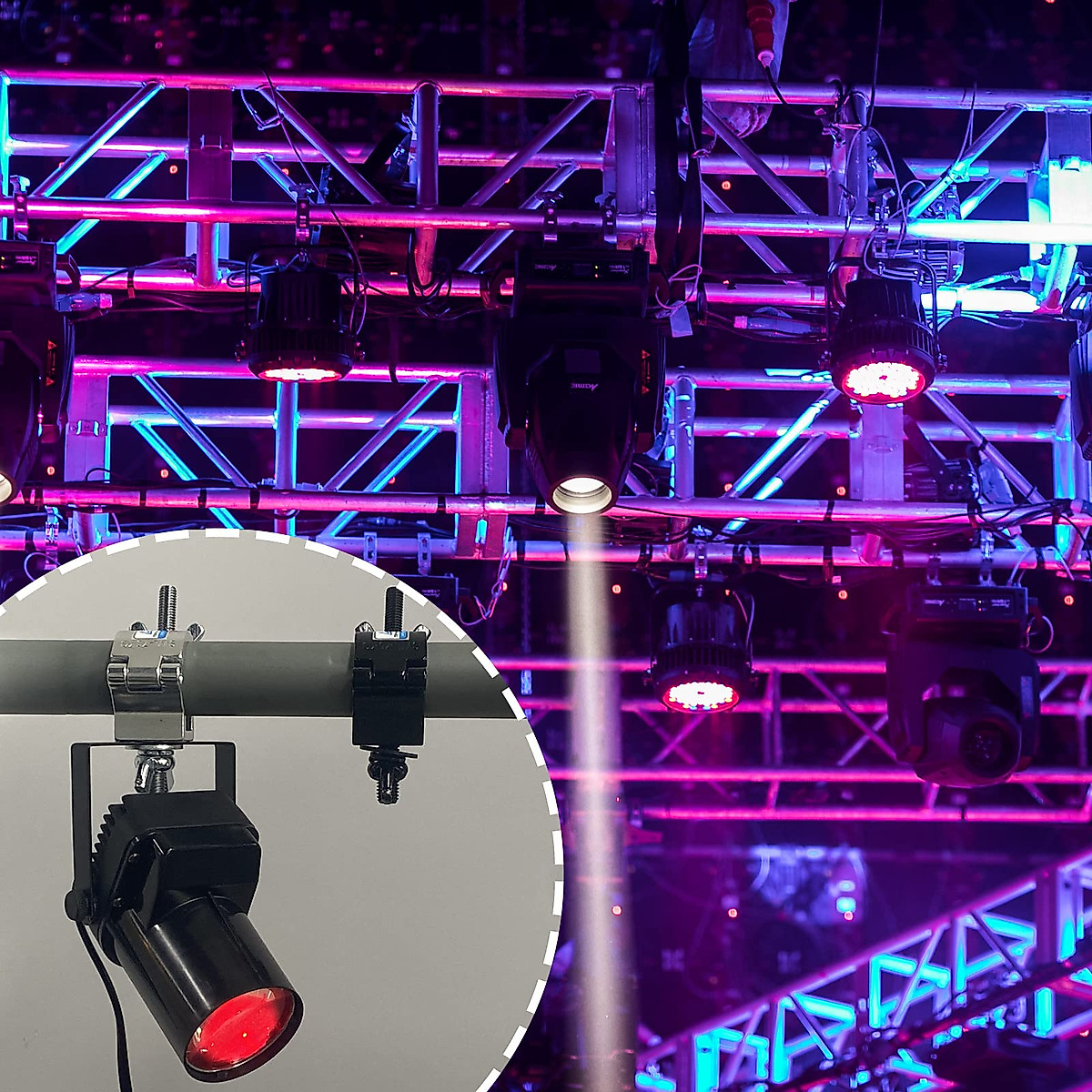 5 Pack Truss Clamps Stage Truss Lighting Clamp 5PCS Heavy Duty 165Lbs Stage Light Clamp 32-35mm O Clamp Aluminum Truss Finish Moving Head Light for LED PAR DJ Spots Lights, TUV Certificated（black）