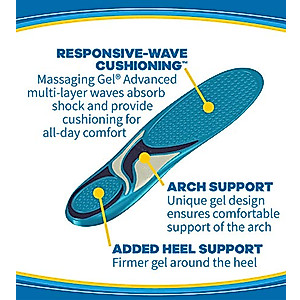 Dr. Scholl’s Comfort and Energy Massaging Gel Insoles, Men’s Size 8-14, 1 Pair