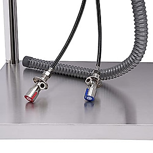 Stainless Steel Kitchen Sink Free Standing Commercial Restaurant Sink Set w/Hot and Cold Faucet, Prep & Utility Washing Hand Basin w/Workbench & Storage Shelves Indoor Outdoor