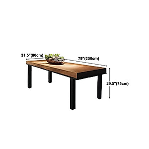 NIUYAO Solid Wood Dining Table, Industrial Wood Rectangle Dining Table Pine Tabletop Furniture with 4 Black Metal Legs Pedestal in for Dining Room Kitchen -79" L x 31.5" W x 29.5" H
