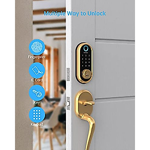 Smart Lock, Fingerprint Smart Deadbolt Lock, 5-in-1 Keyless Entry Door Lock with Bluetooth and Keypad, Door Lock Featuring Auto-Lock, Compatible with Alexa, Google Assistant for Home Hotel Apartment