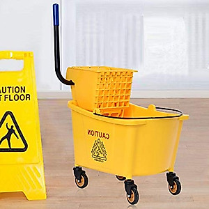 Toolsempire 35 Quart Large Capacity Mop Bucket Side Press Cleaning Wringer Trolley for Household & Commercial Use