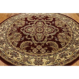 Unique Loom Voyage Collection Traditional Oriental Classic Intricate Design Area Rug (6' 0 x 6' 0 Round, Red/Tan)