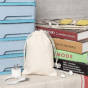 100 Percent Cotton Muslin Drawstring Bags 12-Pack For Storage Pantry Gifts (5 x 7 inch - 12 pack, Beige)
