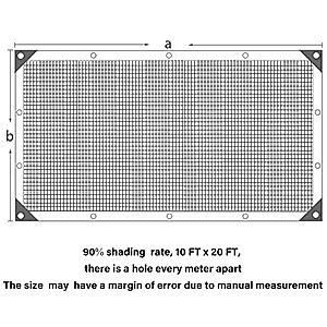 winemana 90% Shade Cloth, Dog Kennel Shade Cover, 10 x 20 FT Sturdy Durable Sunblock Shade Mesh Tarp with Grommets for Patio Plants Greenhouse Chicken Coop Porch