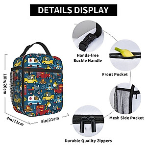 Cartoon Car Lunch Bags For Men Women Boys Girls Reusable Tote Lunch Bags For Office Work, School, Picnic, Camping