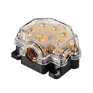 AUTOUTLET 5 Way Power Distribution Block Car Auto Audio Amplifier, 0/2/4 Gauge in 2/4/8 Gauge Out Power Ground Distributor Blocks,1 in 5 Way Car Power Distributor Block